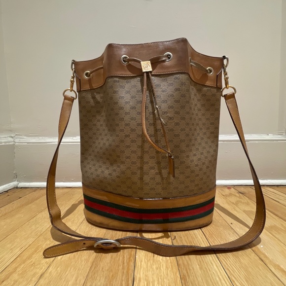 Gucci | Bags | Rare Authentic Gucci Monogram Womens Bucket Drawstring ...